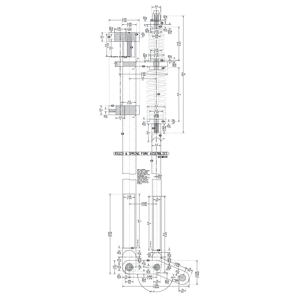 Custom Chopper Motorcycle Springer Fork, Blueprint, Plan - Standard ...