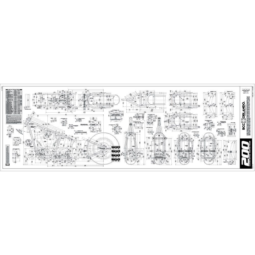 Motorcycle Frame Blueprint Plan Sketch 200 Series Tire - Etsy.de