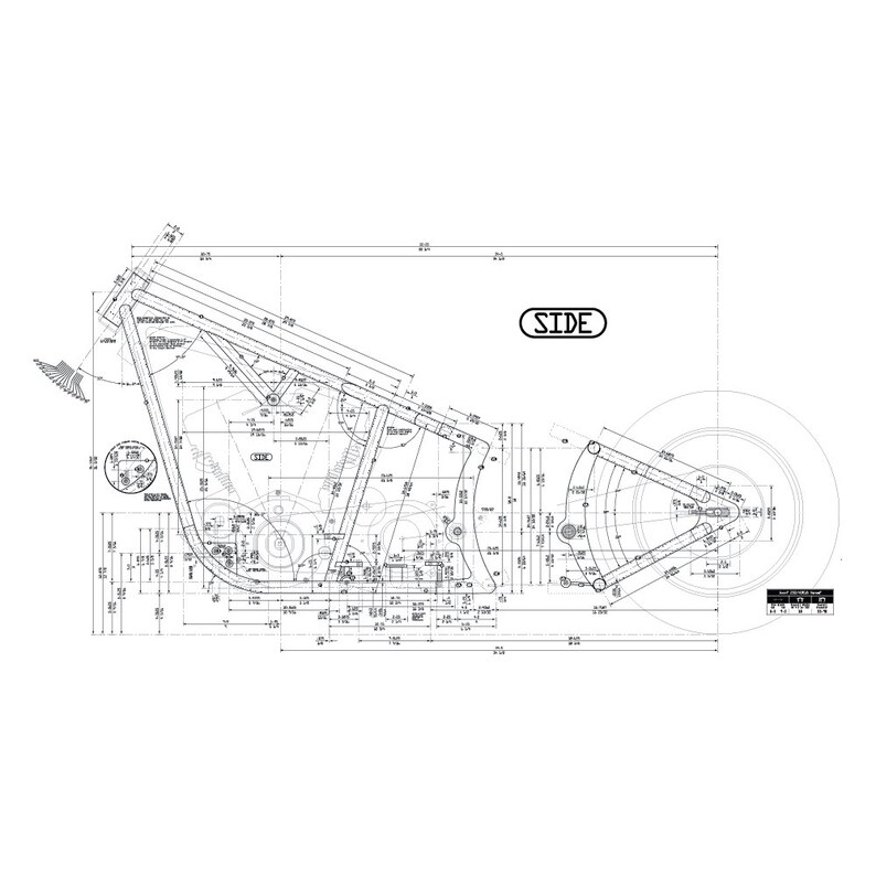 280 SOFTAIL / Custom Chopper Motorcycle Softail Frame Blueprints, Plan ...