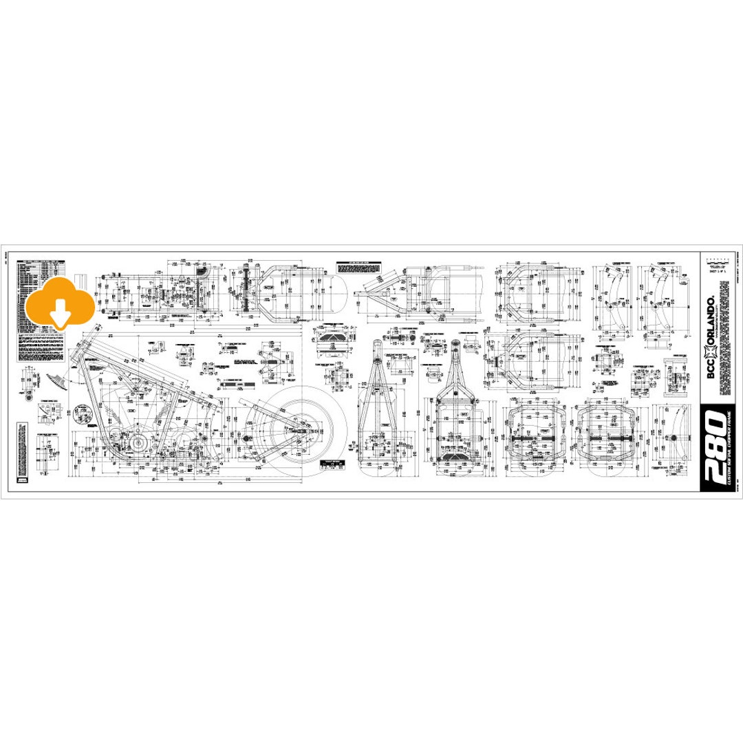 280 SOFTAIL / Custom Chopper Motorcycle Softail Frame Blueprints, Plan ...