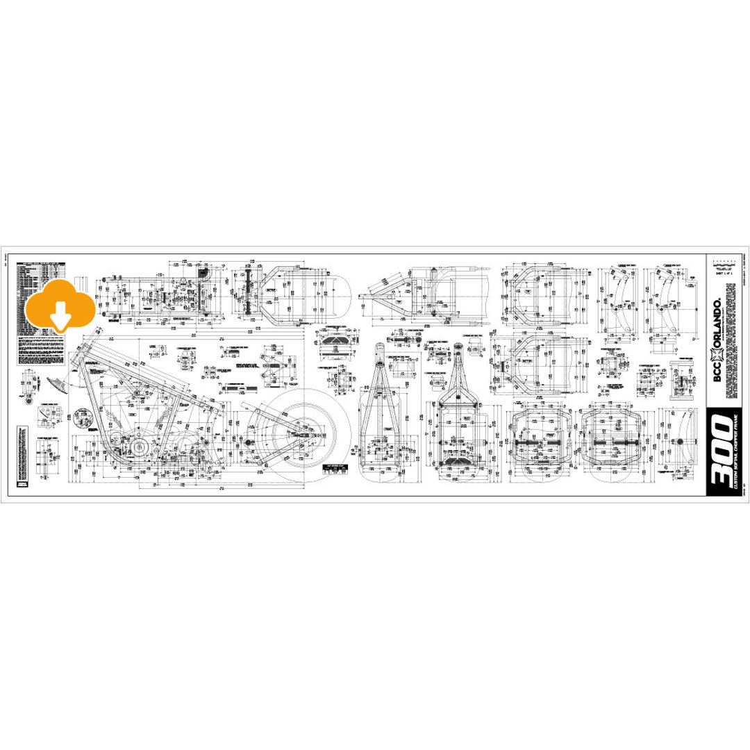300 SOFTAIL / Custom Chopper Motorcycle Softail Frame, Blueprint, Plan ...