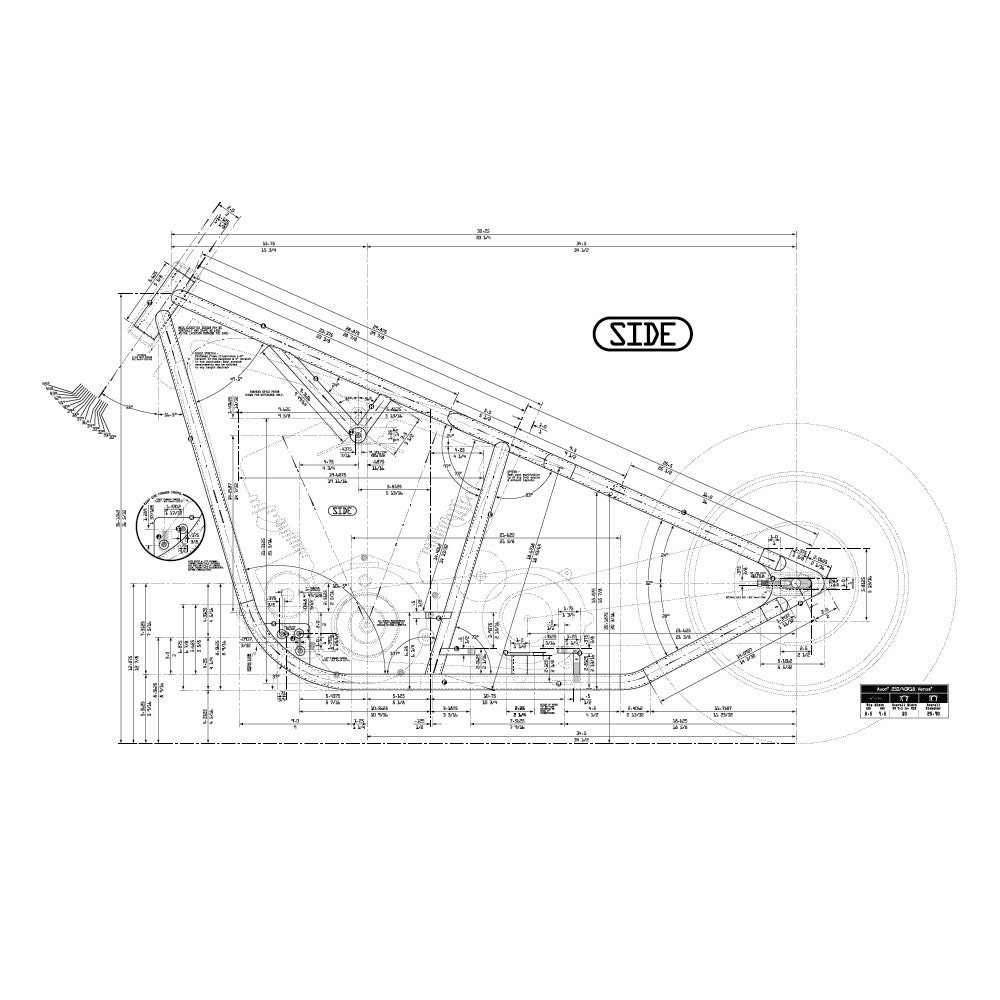 300 RIGID / Custom Chopper Motorcycle Rigid Frame, Blueprint, Plan ...