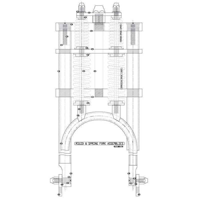 Custom Chopper Motorcycle Springer Fork, Blueprint, Plan - Standard ...