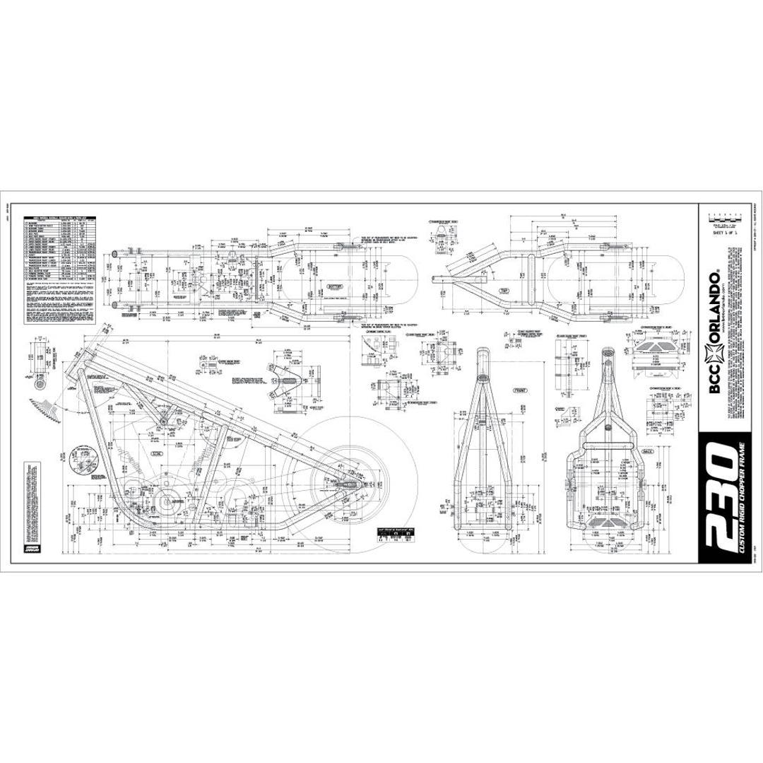 RIGID / Custom Chopper Motorcycle Rigid Frame Blueprints Plan - Etsy