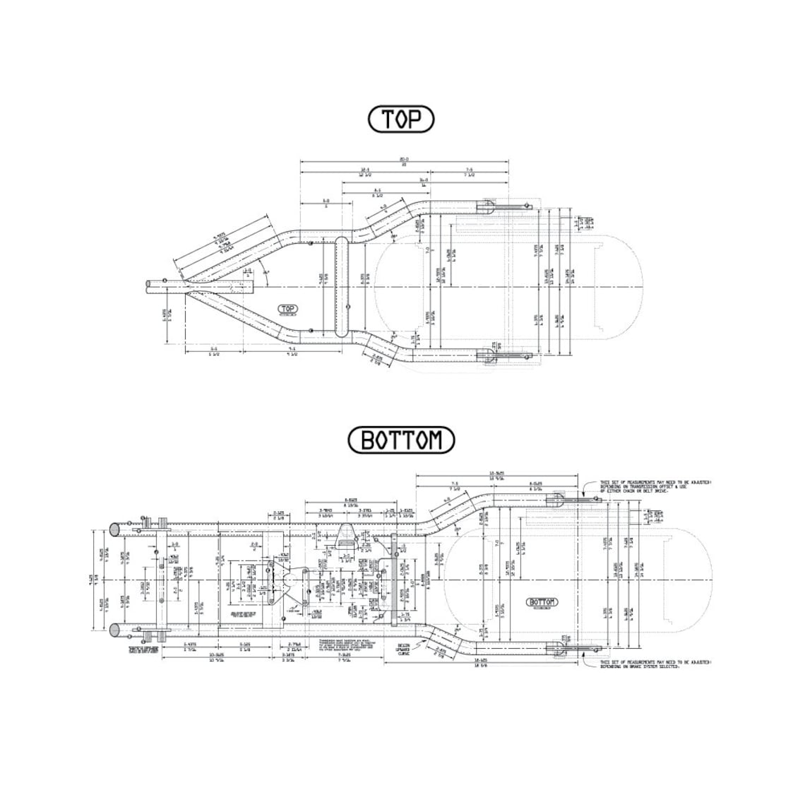 300 RIGID / Custom Chopper Motorcycle Rigid Frame, Blueprint, Plan ...