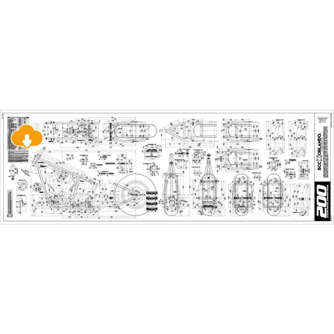 200 SOFTAIL / Custom Chopper Motorcycle Softail Frame Blueprints, Plan ...