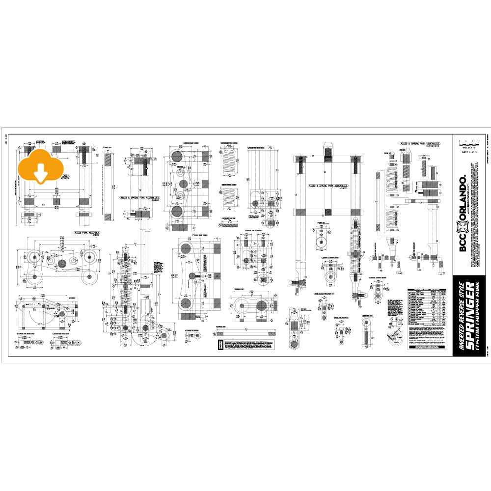Custom Chopper Motorcycle Springer Fork Blueprints, Plan / Inverted ...