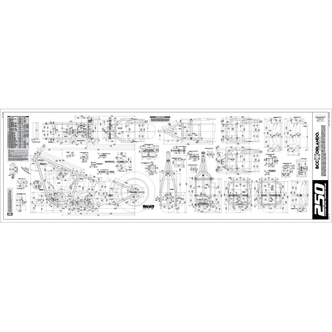 SOFTAIL / Custom Chopper Motorcycle Softail Frame Blueprints, Plan 250 ...