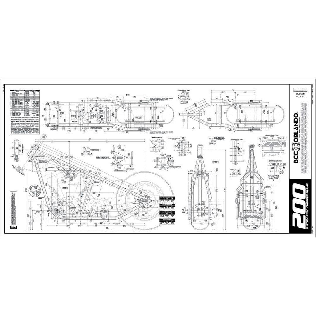 RIGID / Custom Chopper Motorcycle Rigid Frame Blueprint Plan - Etsy