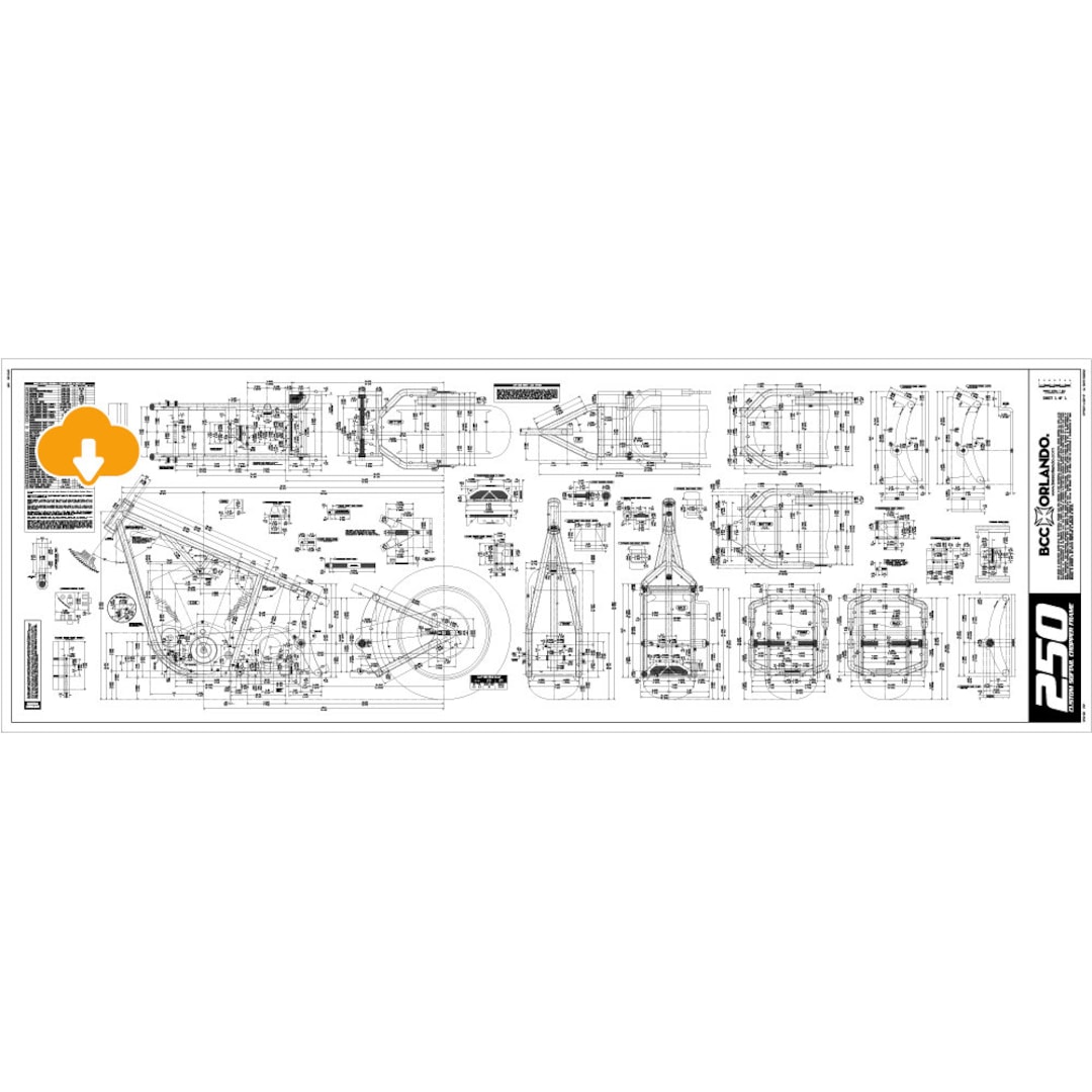 250 SOFTAIL / Custom Chopper Motorcycle Softail Frame Blueprints, Plan ...