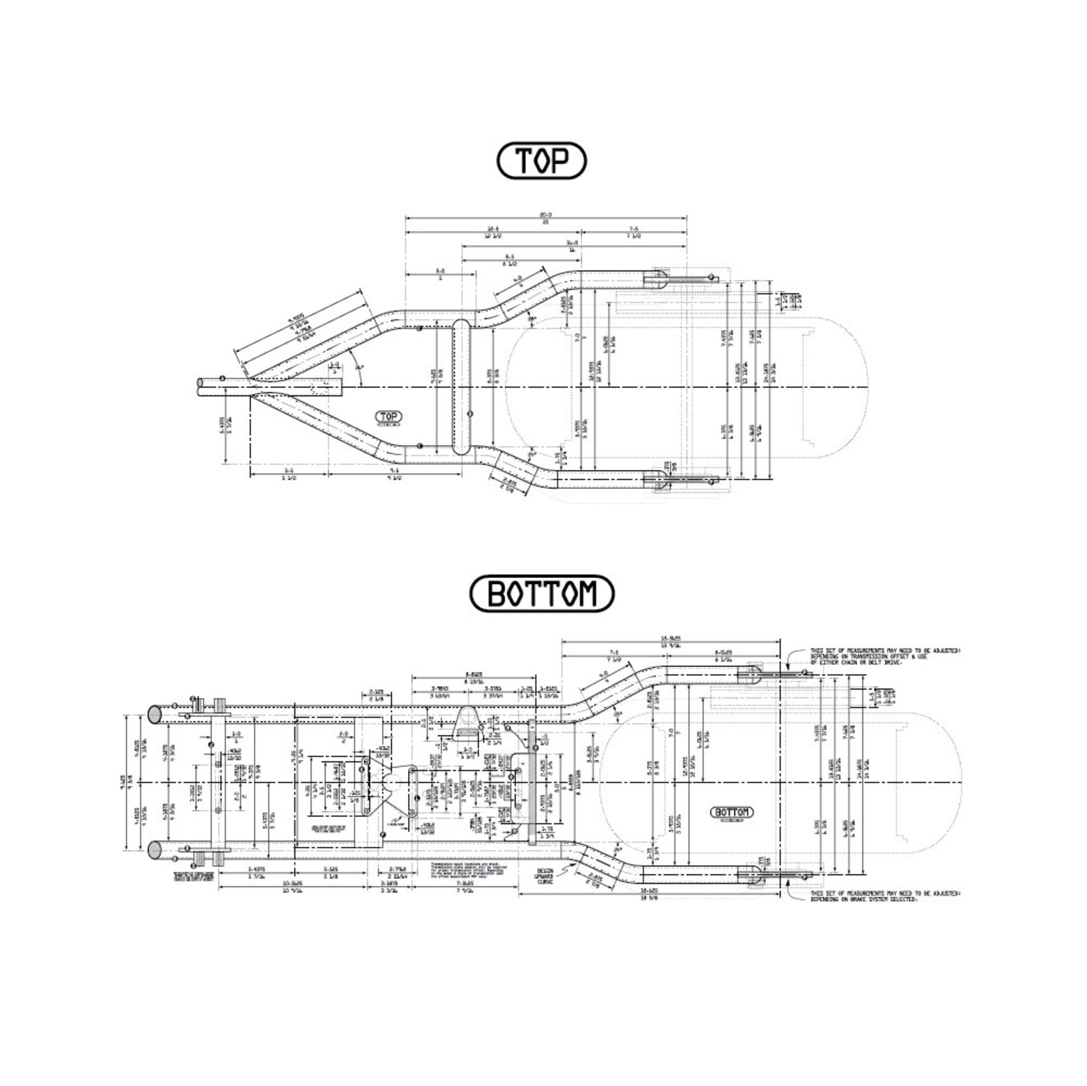 RIGID / Custom Chopper Motorcycle Rigid Frame, Blueprint, Plan 260 ...