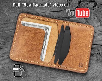 Minimalist Leather Card Holder Wallet Digital PDF Template | Etsy