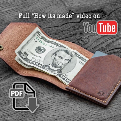 Minimalist Leather Wallet PDF Template USD Sized Leather | Etsy