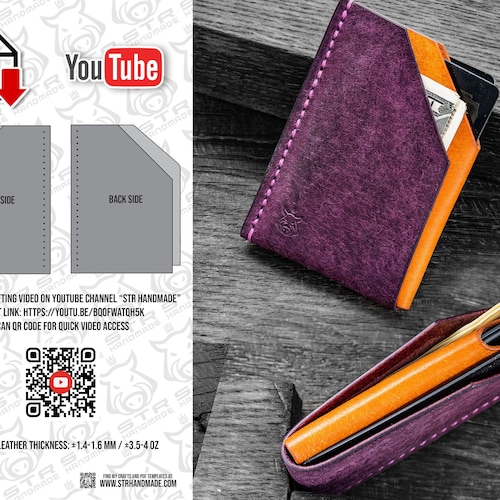 Slim Leather Wallet Template Card Holder Pattern Diy Pdf - Etsy
