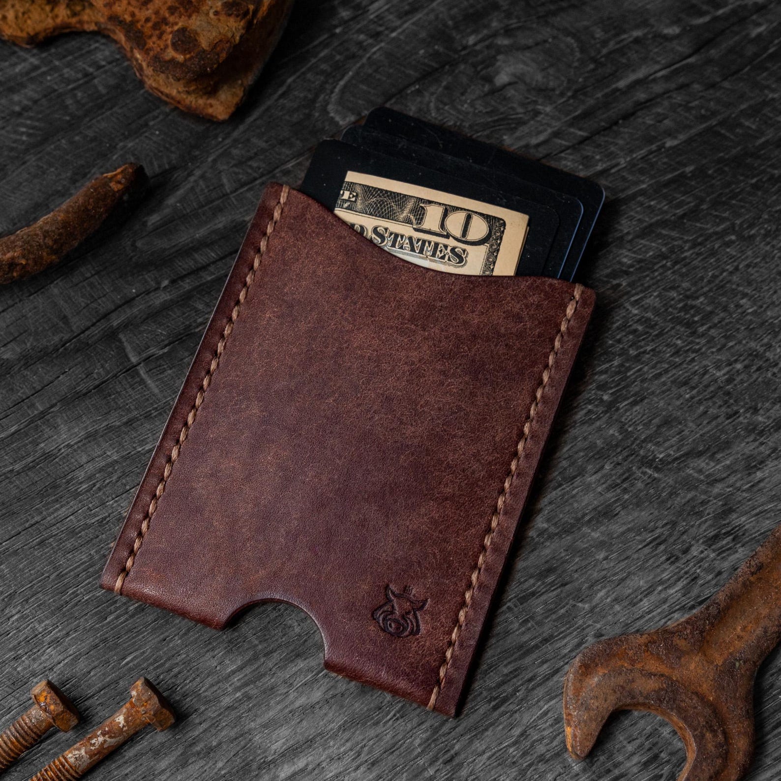Leather Minimalist Card Holder "cloak" Front Pocket Wallet - Etsy
