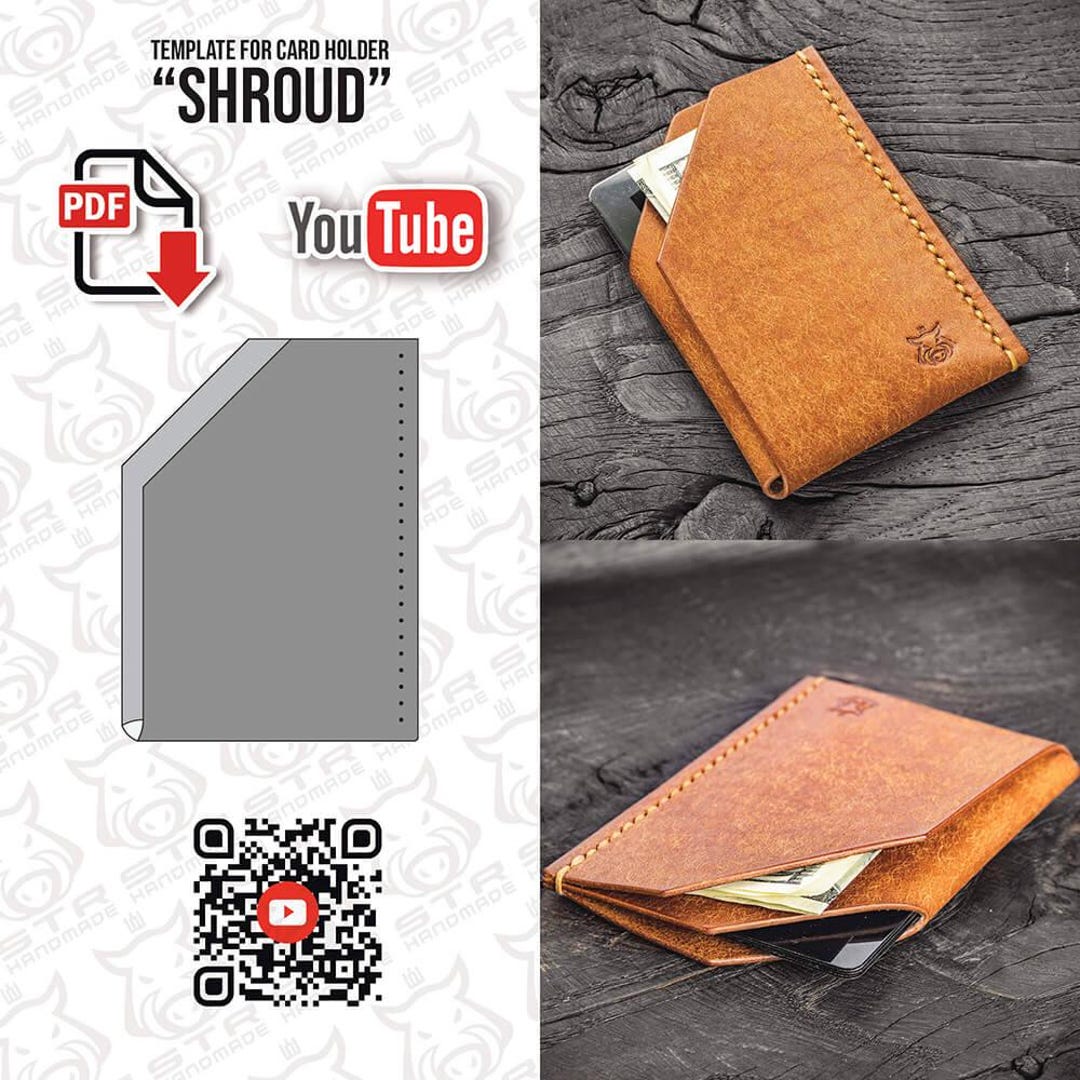 Leather Card Holder "shroud" Wallet Digital PDF Template Pattern - Etsy