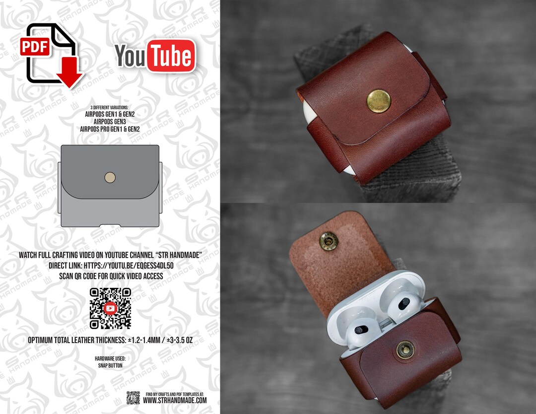 PDF Template Apple Airpods Case Airpods Pro Leather Digital PDF Pattern ...
