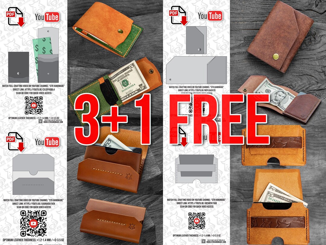 Bundle PDF Templates Leather Card Holder Slim Wallet Digital Pattern - Etsy