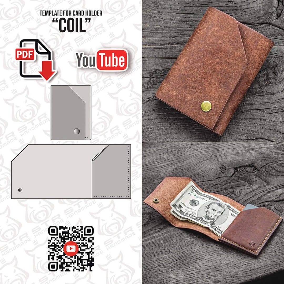 Leather Card Holder "coil" Wrap Wallet Digital PDF Template Pattern - Etsy