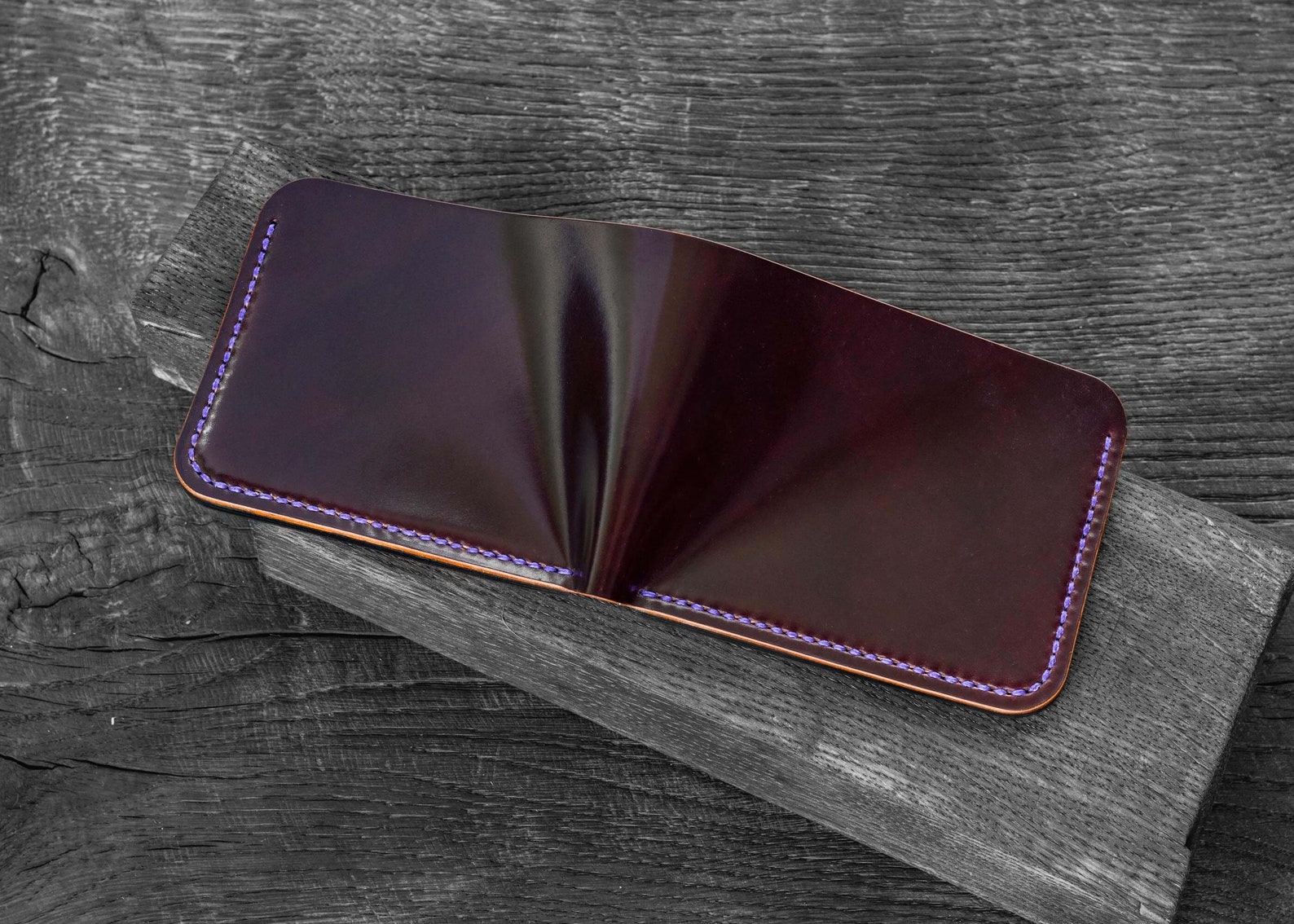 Horween Shell Cordovan Vegetable Tanned Leather Bifold Wallet - Etsy
