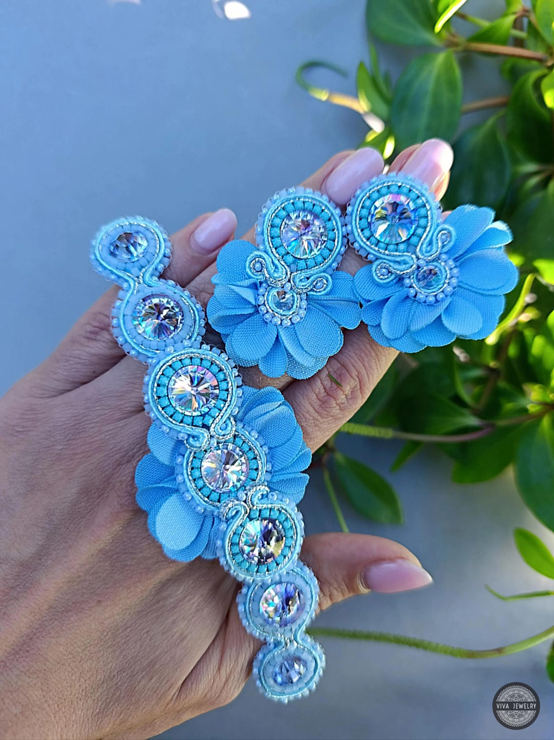 Soutache Light Blue Color Jewelry Set - Etsy