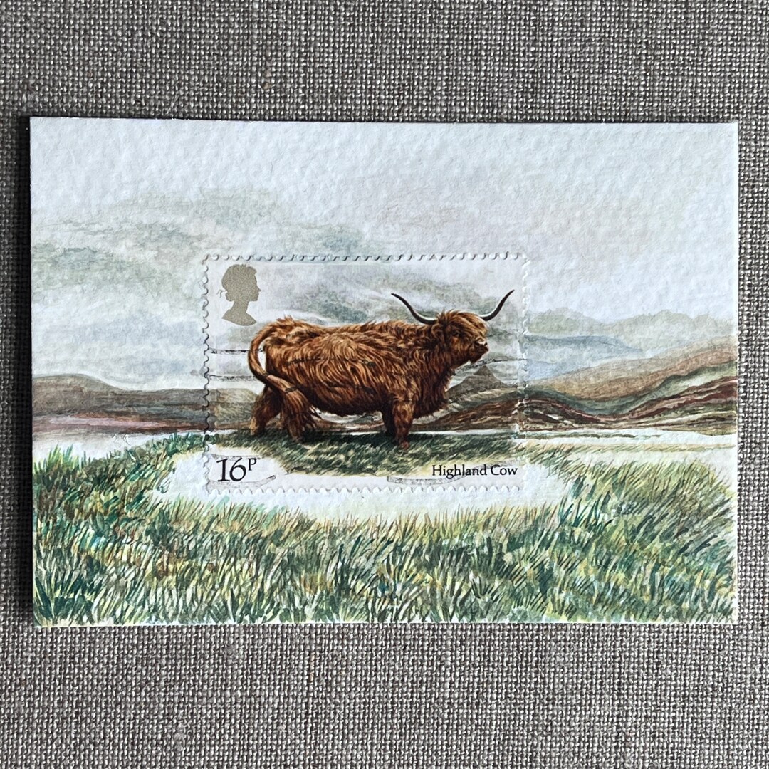 Highland Cow Postage Stamp Art Painting Original Aceo Size Art, Cattle ... Highland Cow Postage Stamp Art Painting Original Aceo Size Art, Cattle ...