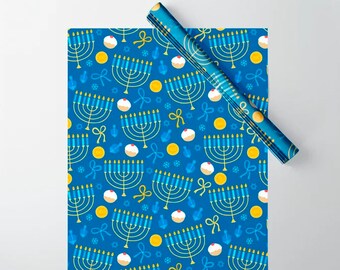 Hanukkah Wrapping Paper Blue & White / Chanukah Gift Wrap Modern ...
