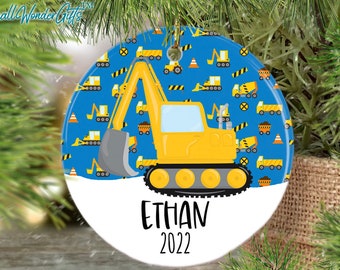 Digger Excavator Christmas Ornament Personalized Boy - Etsy