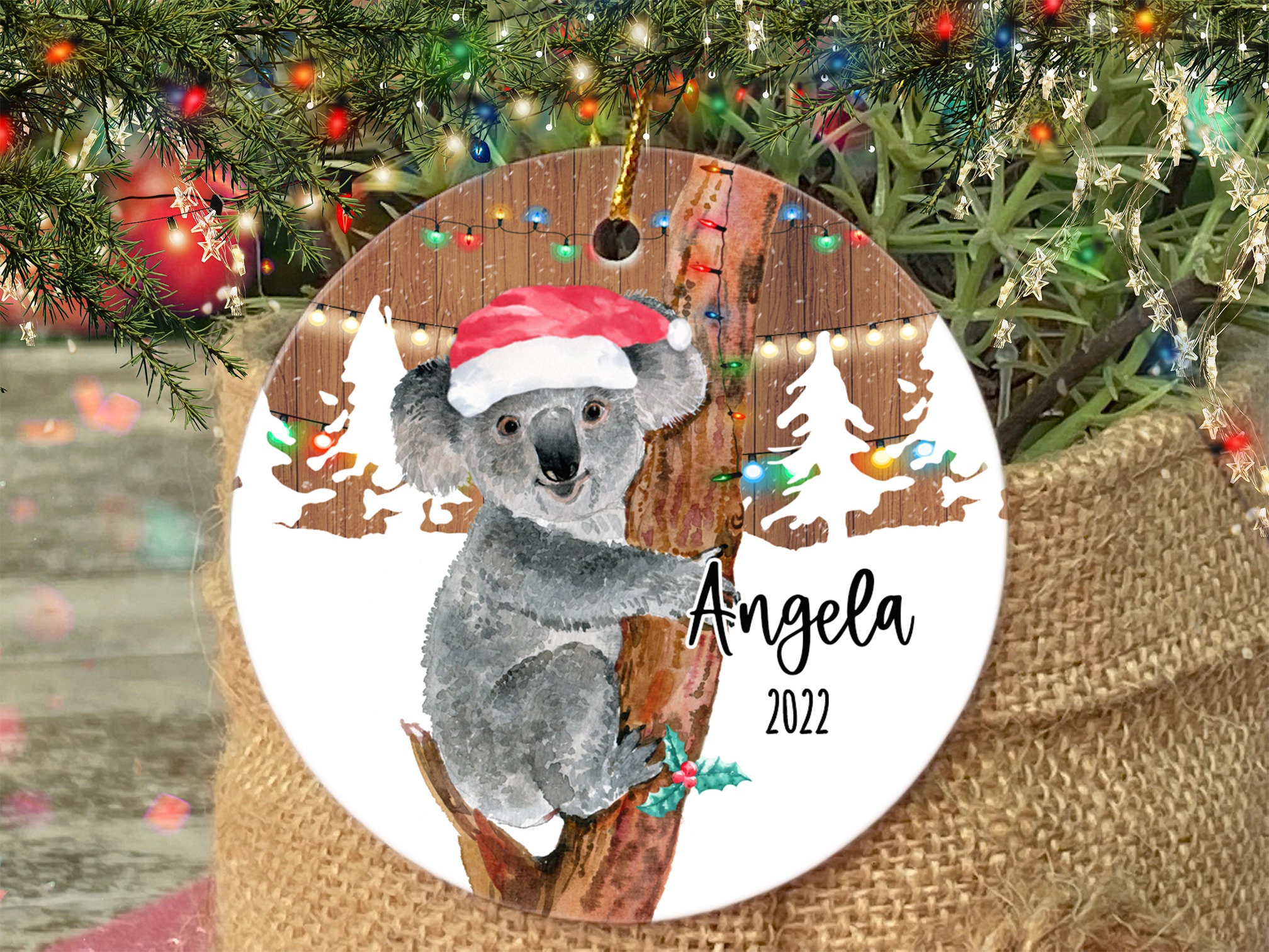 Koala Ornament, Personalized Koala Keepsake Ornament, Koala Australian ...