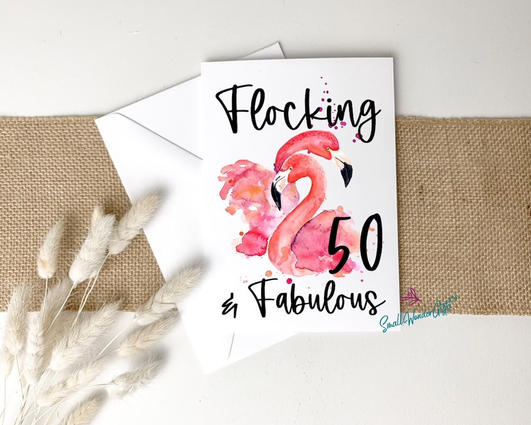 50th Birthday, Funny Card for Women, 50th Birthday Card Women, Flamingo ...