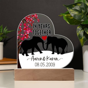 14th Anniversary Acrylic Heart Plaque: 14 Years Together Personalized ...
