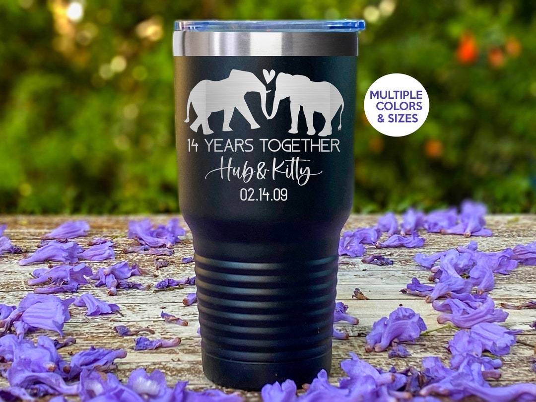 14th Anniversary Gift, Ivory Anniversary Wedding Engraved Tumbler, 14th ...