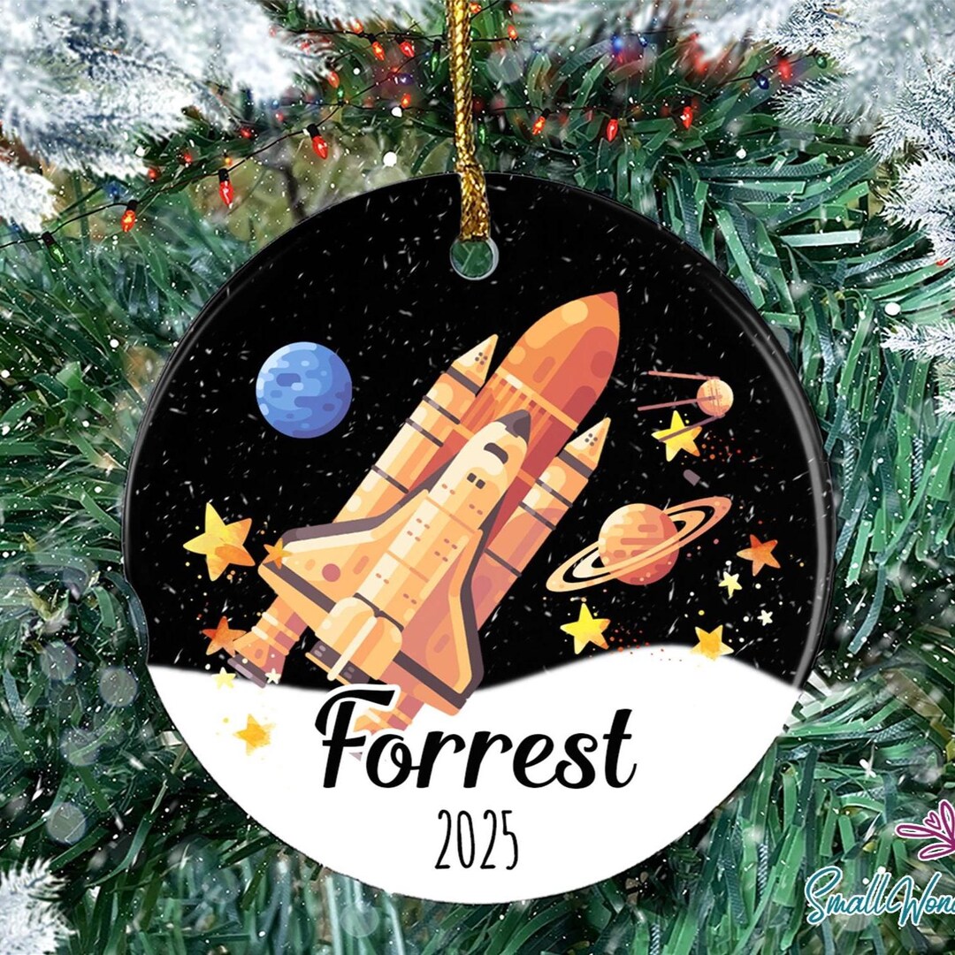 Spaceship Ornament, Personalized Outer Space Ornament, Toddler Boys ...