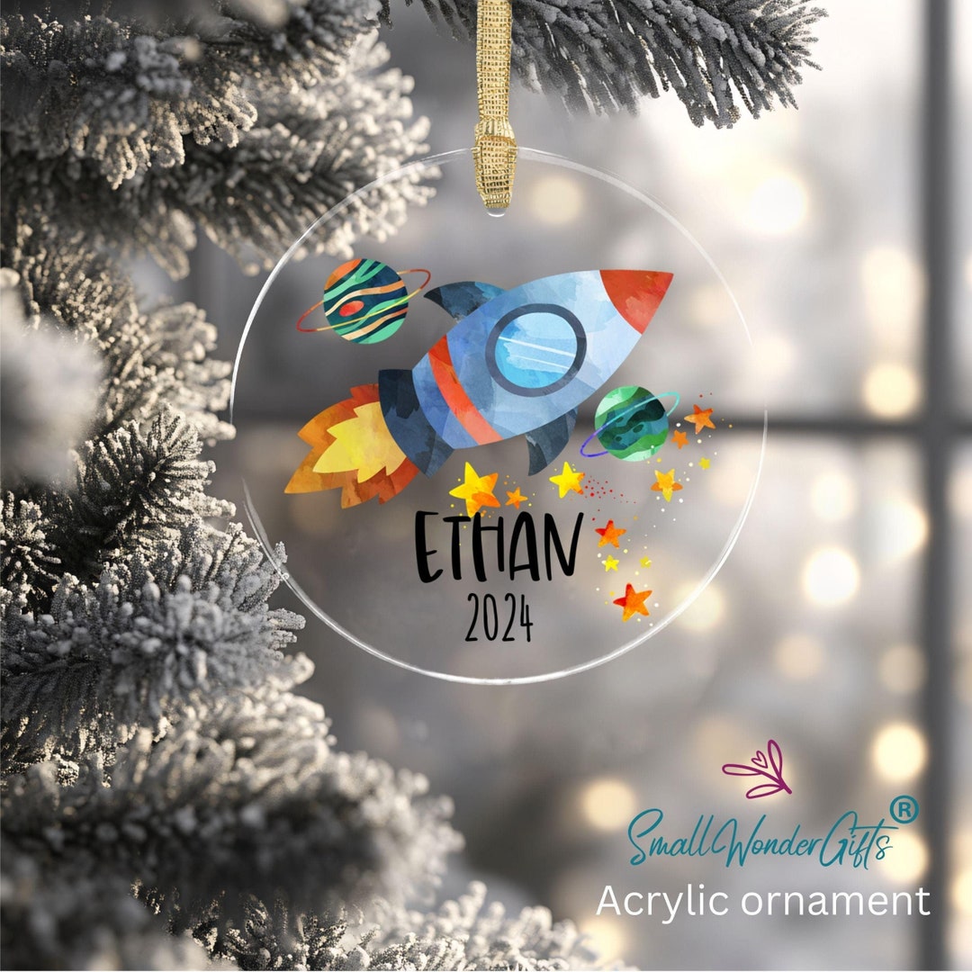 Personalized Rocket Ornament: Space Theme Christmas Acrylic Ornament - Etsy