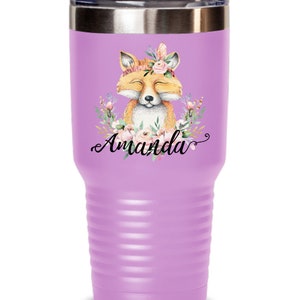 Personalized Fox Mug Tumbler Gift, Custom Animal Fox Travel Mug Gift ...