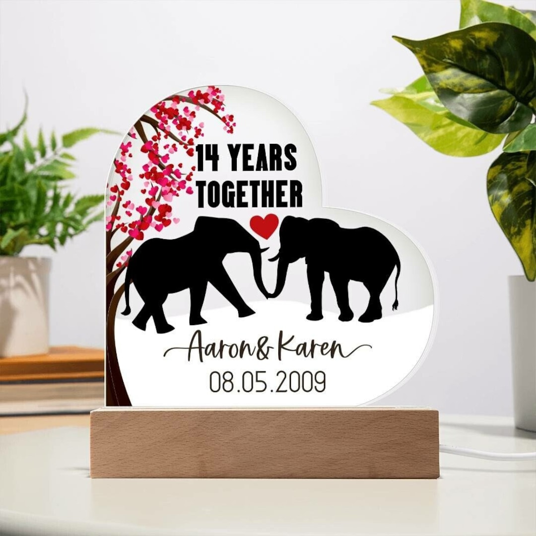 14th Anniversary Acrylic Heart Plaque: 14 Years Together Personalized ...