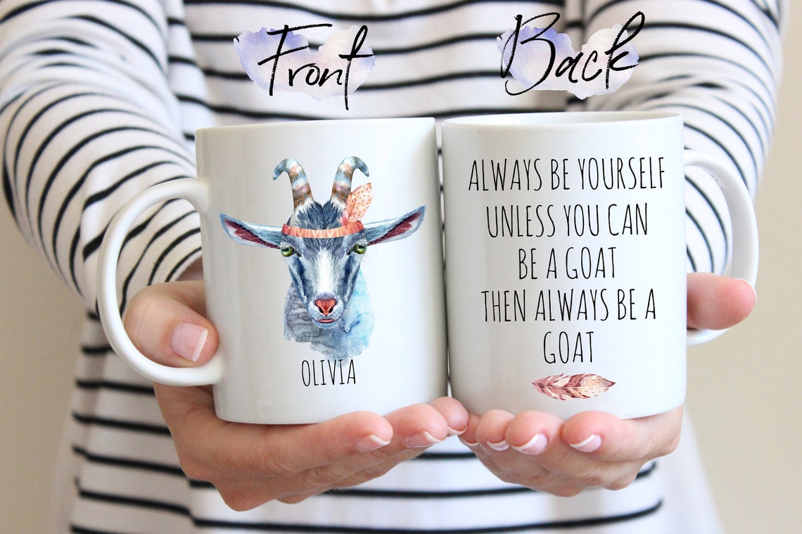 Personalized Goat Mug, Goat Lover Boho Gift, Goats Gifts, Animal Mug ...