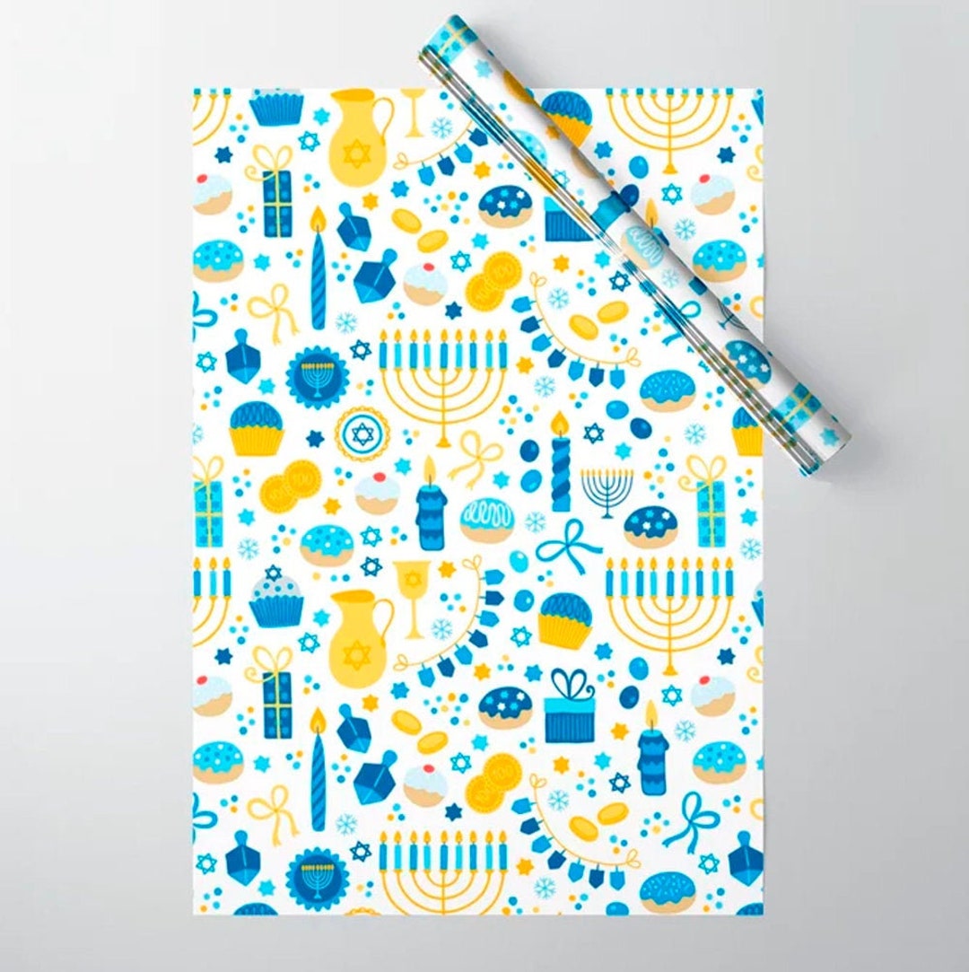 Set of Five Hanukkah Sheets of Wrapping Paper,hanukkah Jewish Gift Wrap ...