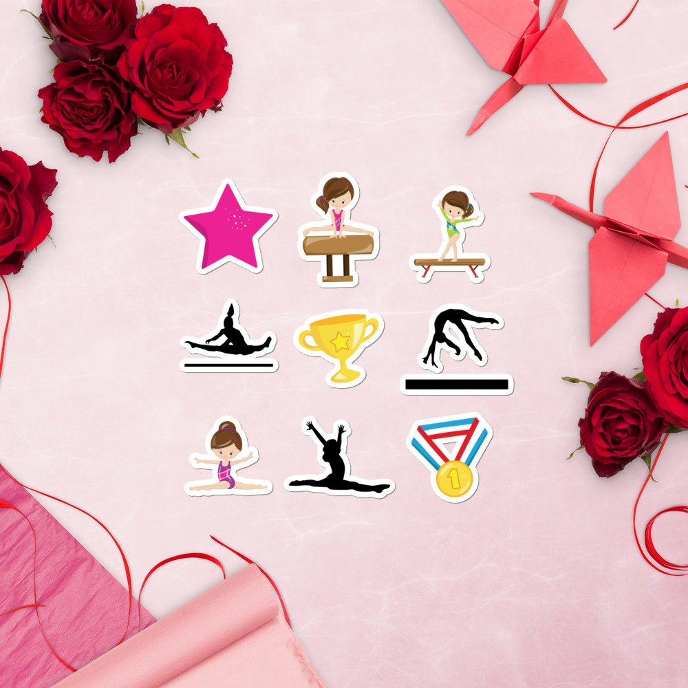 Gymnastics Vinyl Stickers Birthday Gymnastics Gifts Girl | Etsy
