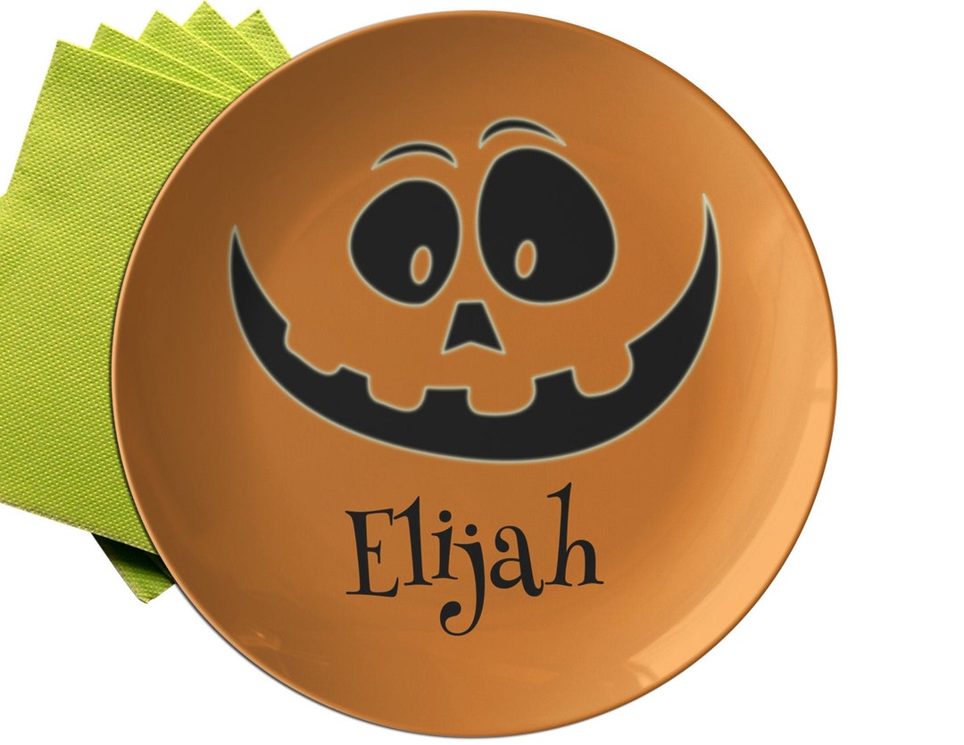 Halloween Plate, Kids Personalized Name Plate Gift, Holiday Kids Gift ...