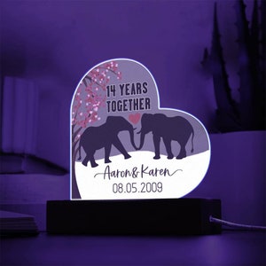 14th Anniversary Acrylic Heart Plaque: 14 Years Together Personalized ...