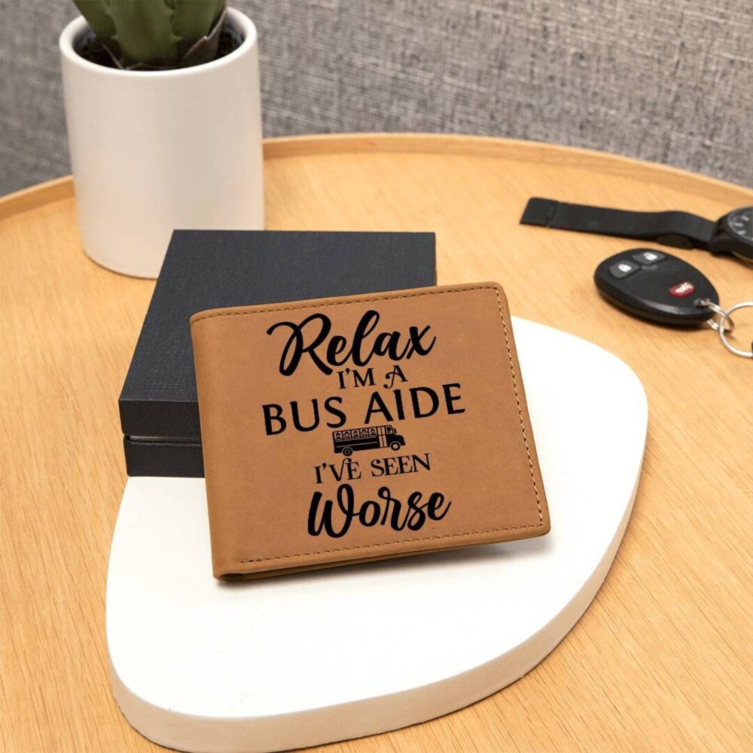 Bus Aide Gift: Engraved Leather Bifold Wallet - Etsy