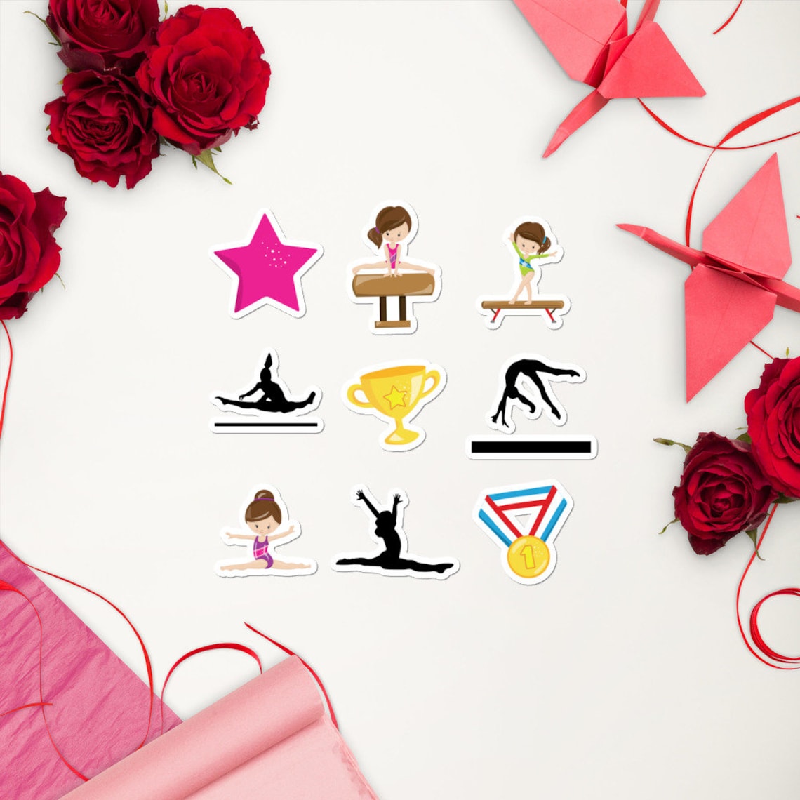 Gymnastics Vinyl Stickers Birthday Gymnastics Gifts Girl | Etsy