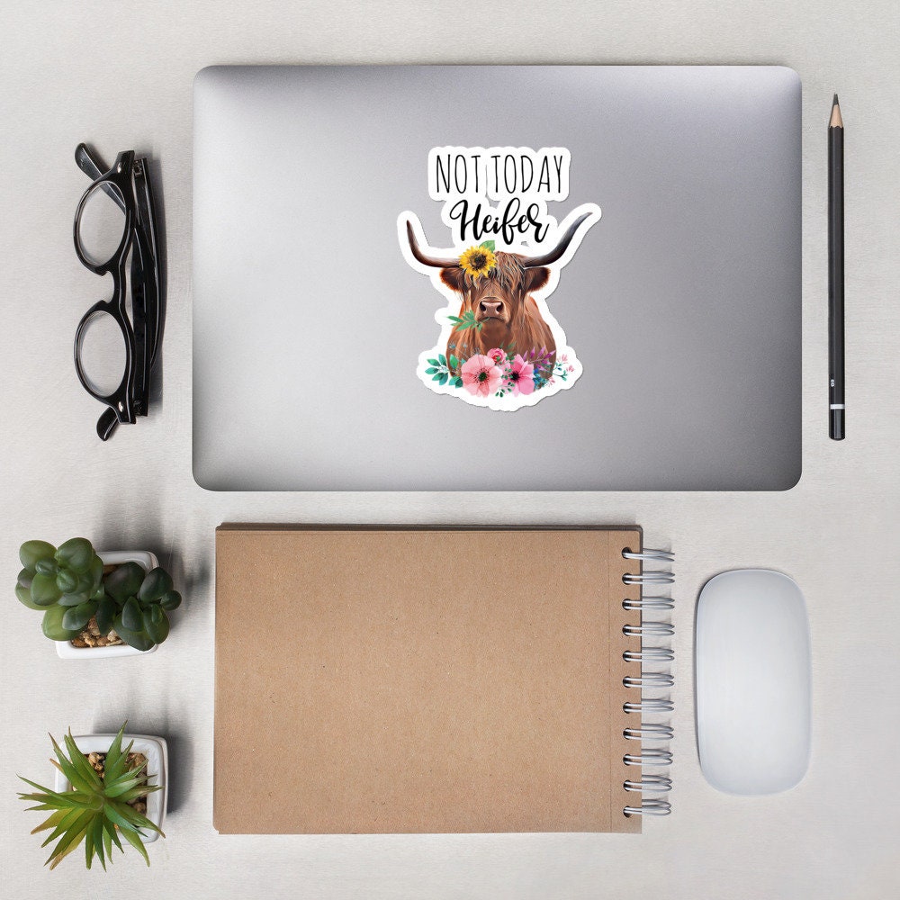Not Today Heifer Sticker Highland Cow Print Vinyl Sticker - Etsy