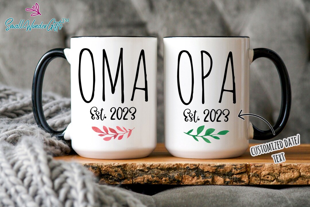 Oma & Opa Grandparents Gift, Grandparents Mugs, Pregnancy Reveal ...