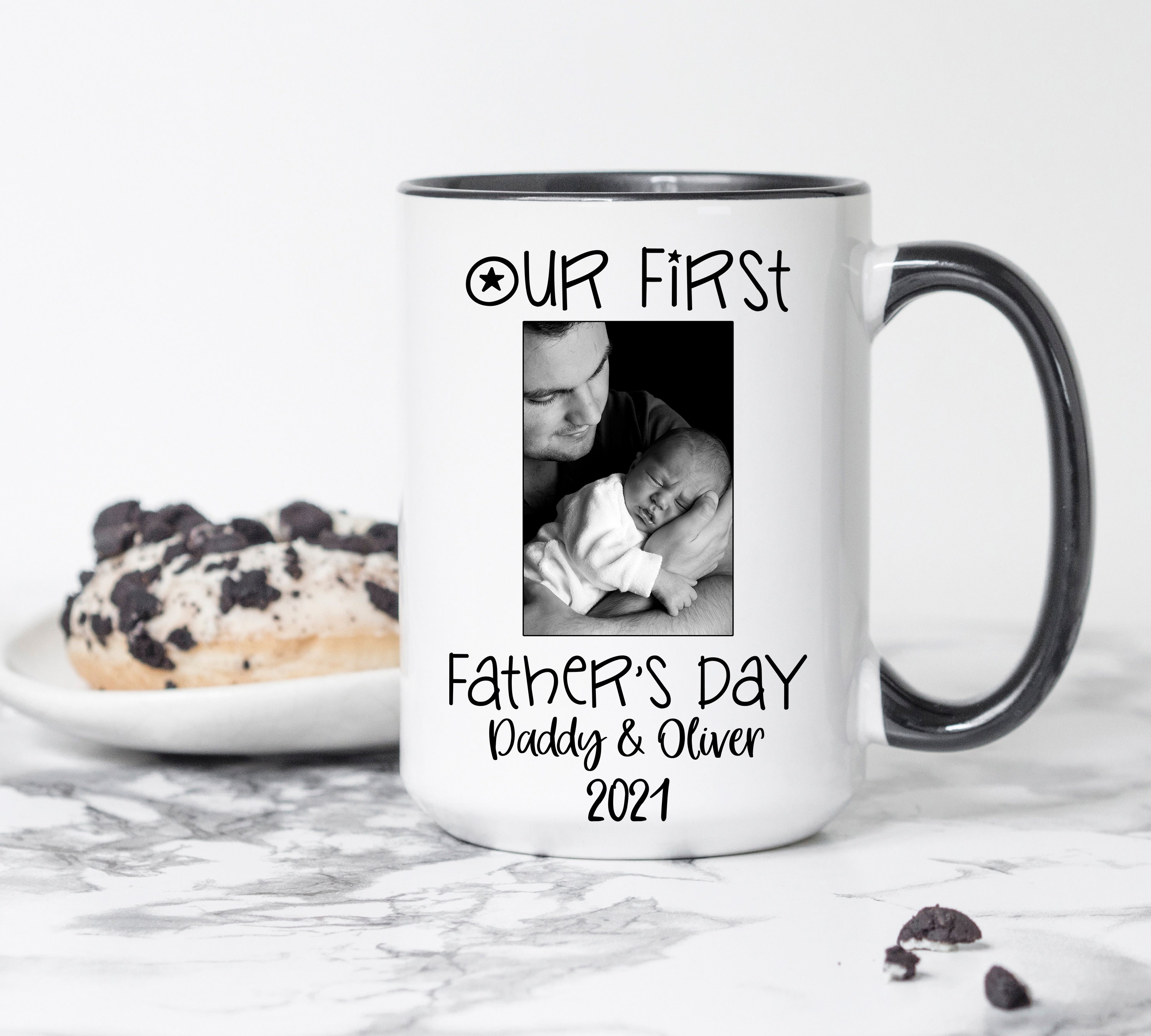 1st Fathers Day Mug Personalized Photo Dad Gifts First | Etsy