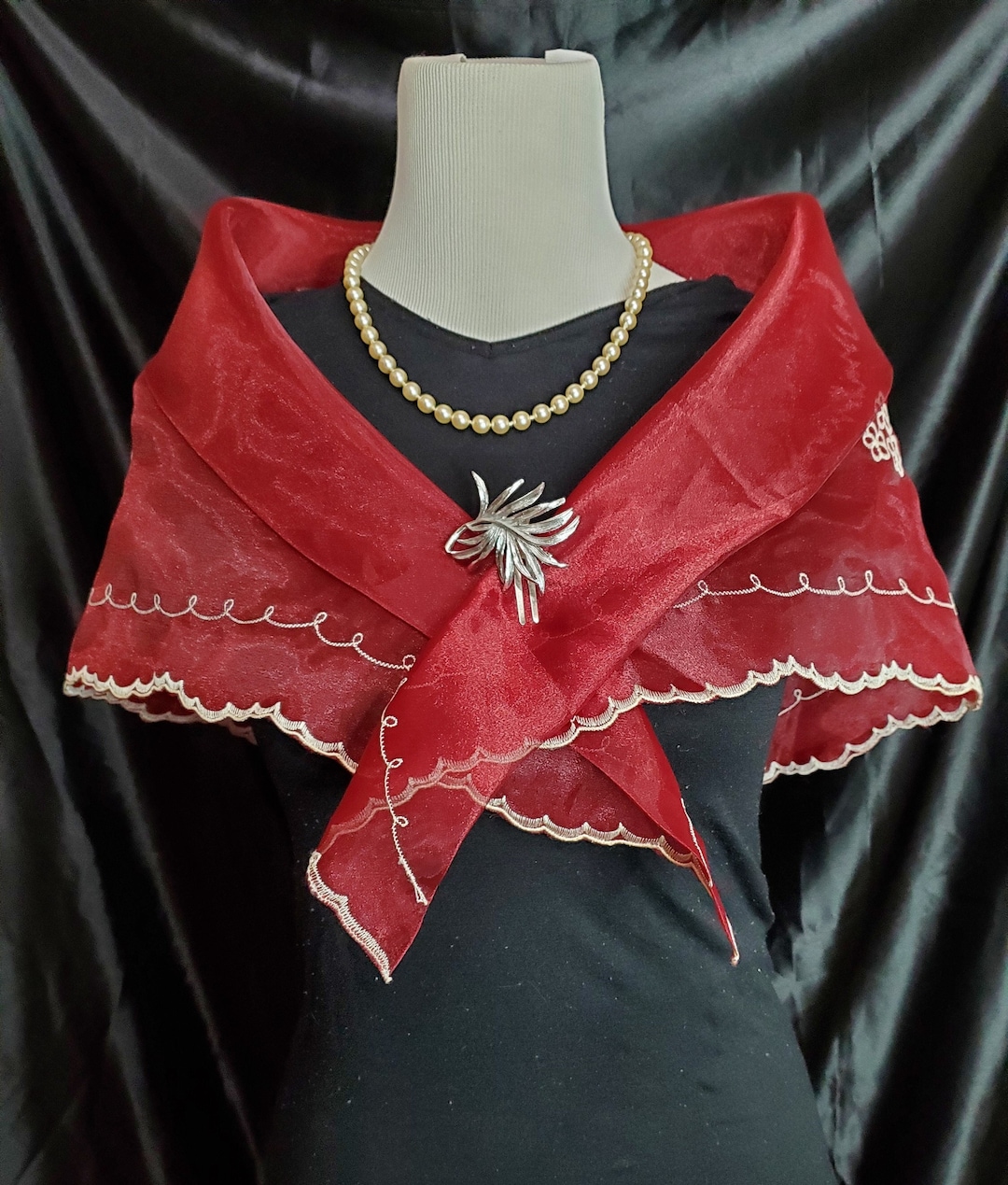 Embroidered BEADED Alampay Panuelo Spanish Shawl Traditional Maria ...