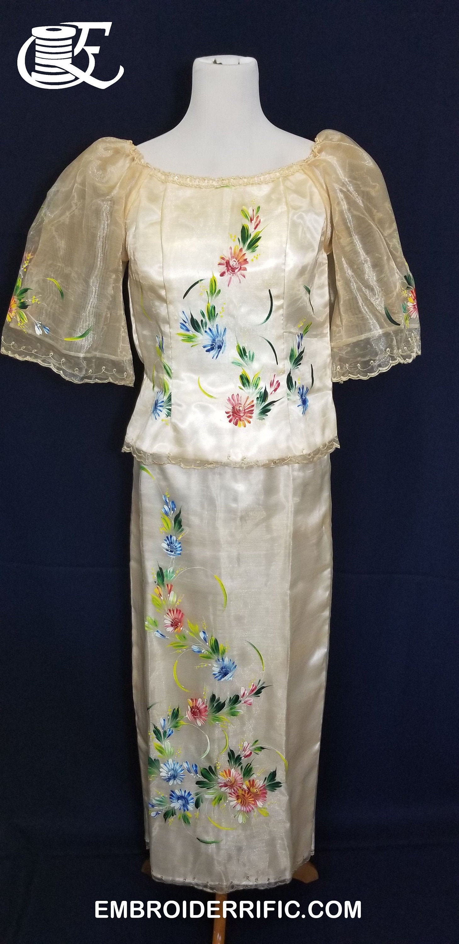 Handpainted Beaded Embroidered Filipiniana Traditional Ladies | Etsy