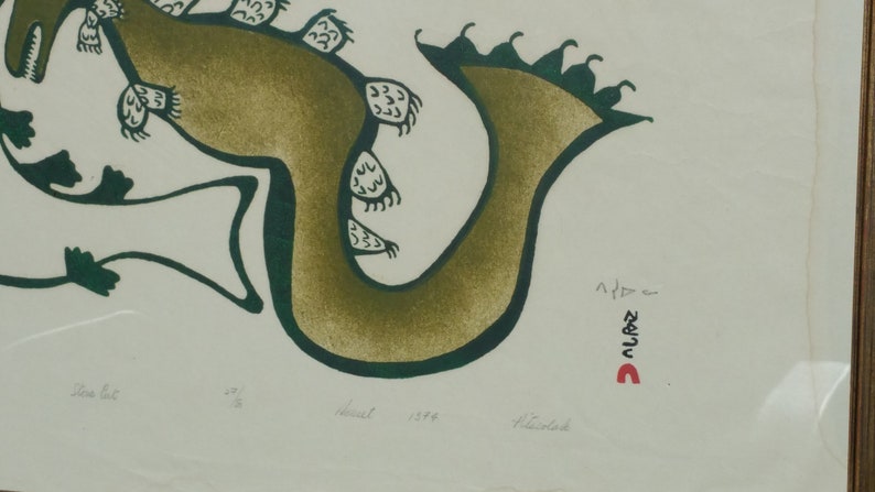 Inuit Eskimo Art Stone Cut Litho Print, PITSEOLAK ASHOONA seabeasts ...