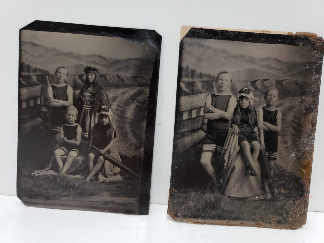 2 Antique Tintype Photography Sibling Family Photo Brothers & Sisters ...